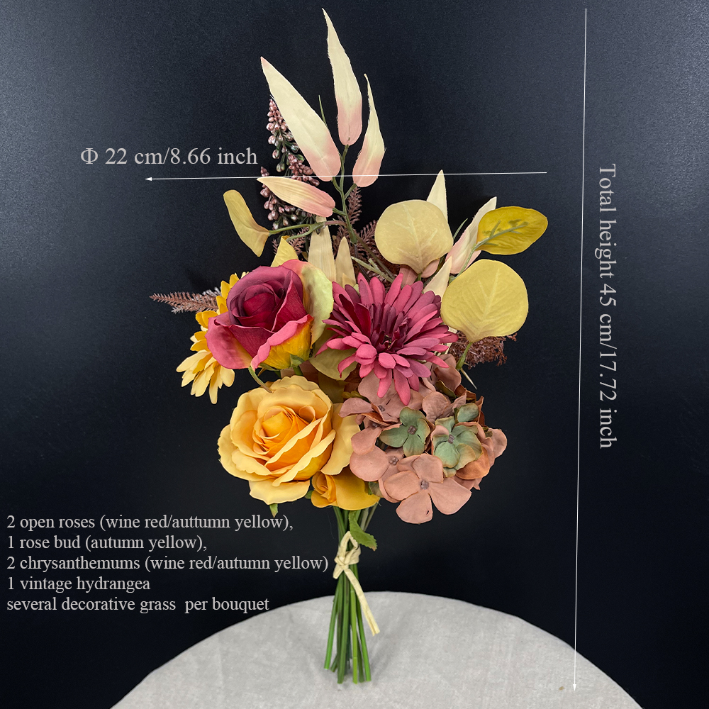 SunMade Luxury Autumn Rose Chrysanthemum Bouquet S... – Grandado