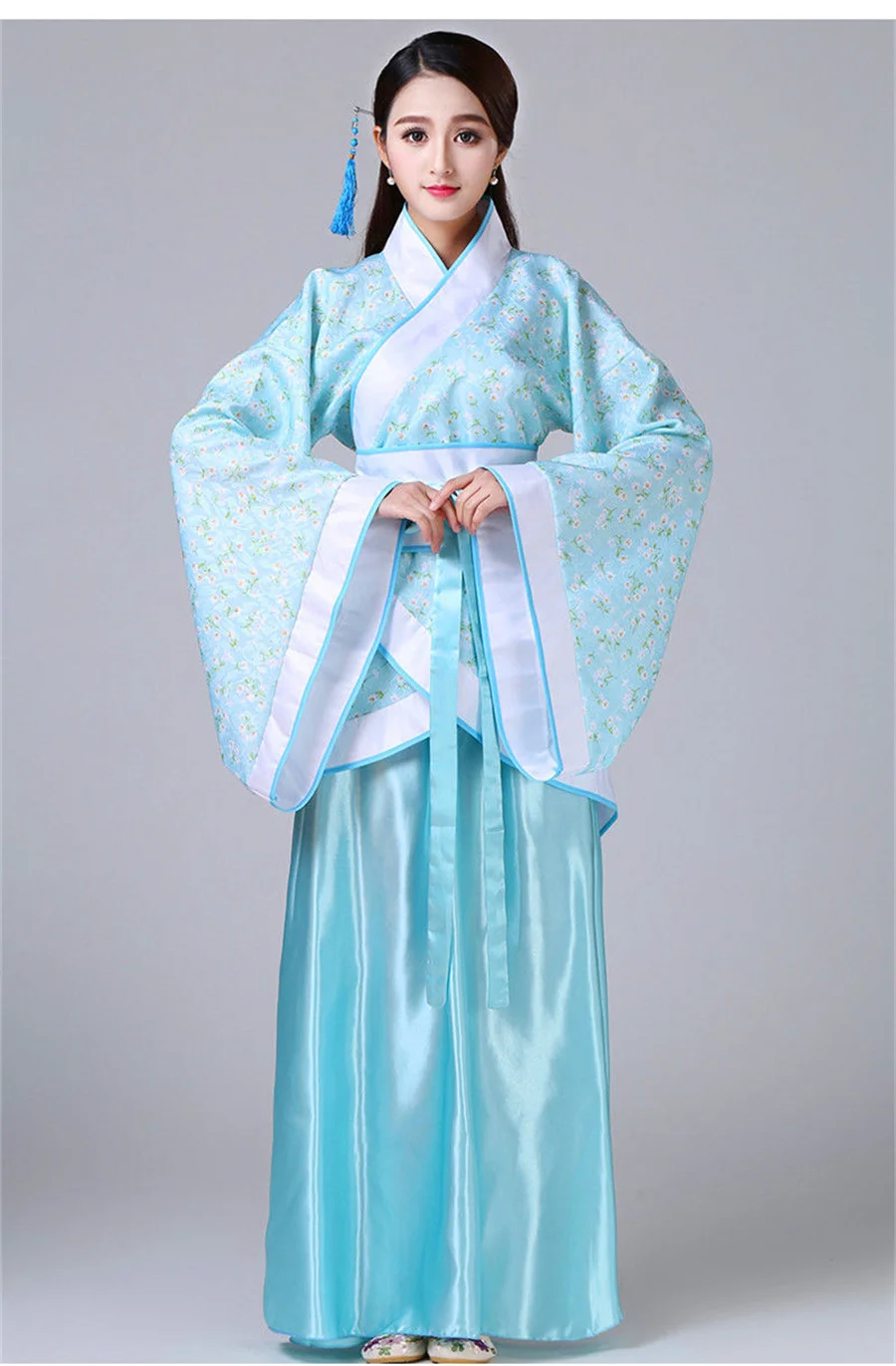 Robe longue Hanfu à manches longues, jupe de perfo... – Grandado