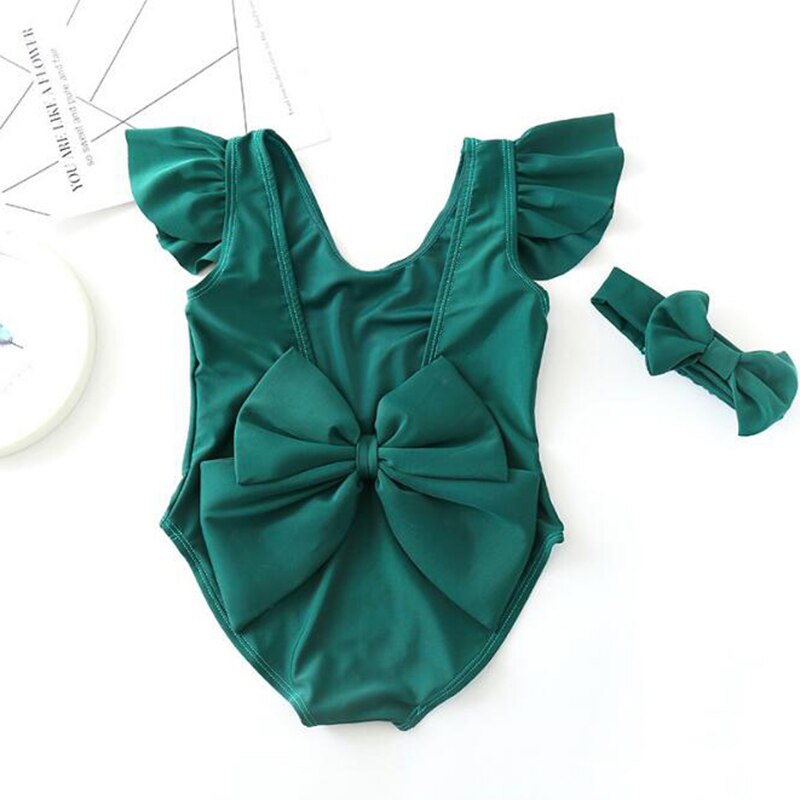Cute Kids Baby Girls Pure Color Bowknot Swimwear 2... – Grandado Cute Kids Baby Girls Pure Color Bowknot Swimwear 2... – Grandado