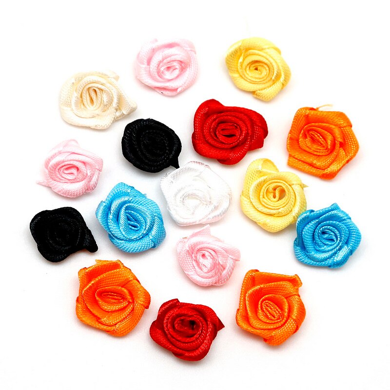 100 stks/partij Mini Satijnen Lint Rose Bloem Rozetten Stof Boog ...