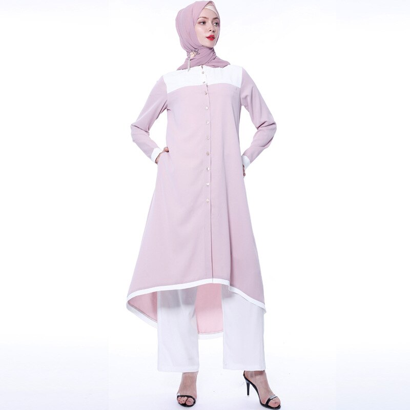 2PCS Abaya Muslim Women Long Sleeve Casual Blouse ... – Grandado