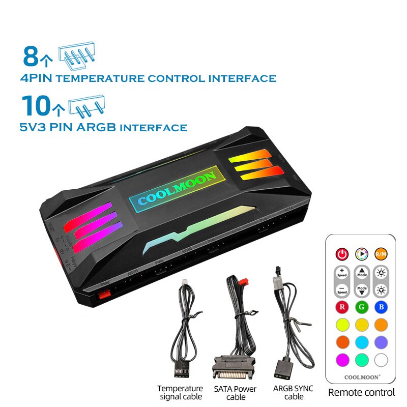 COOLMOON Fan RGB HUB Controller, PWM Smart TEMP. A... – Grandado