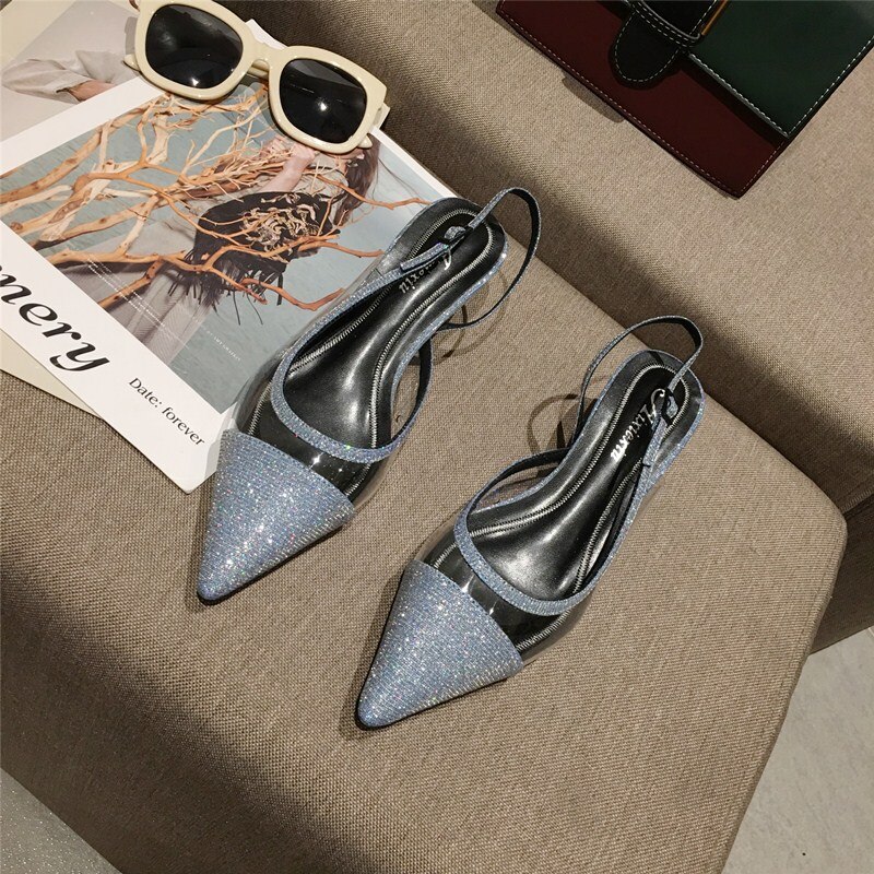 mixed colors slingback summer pumps buckle strap s... – Grandado