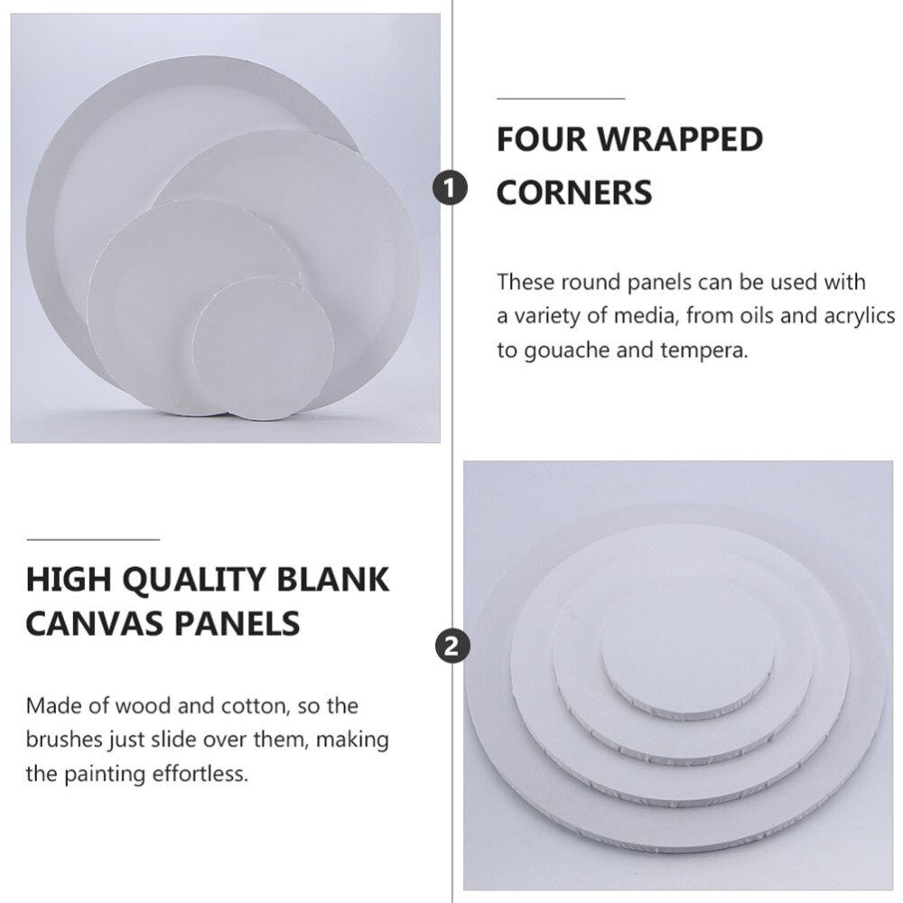2 Pcs Round Drawing Canvas Cotton Stretched Canvas... – Grandado
