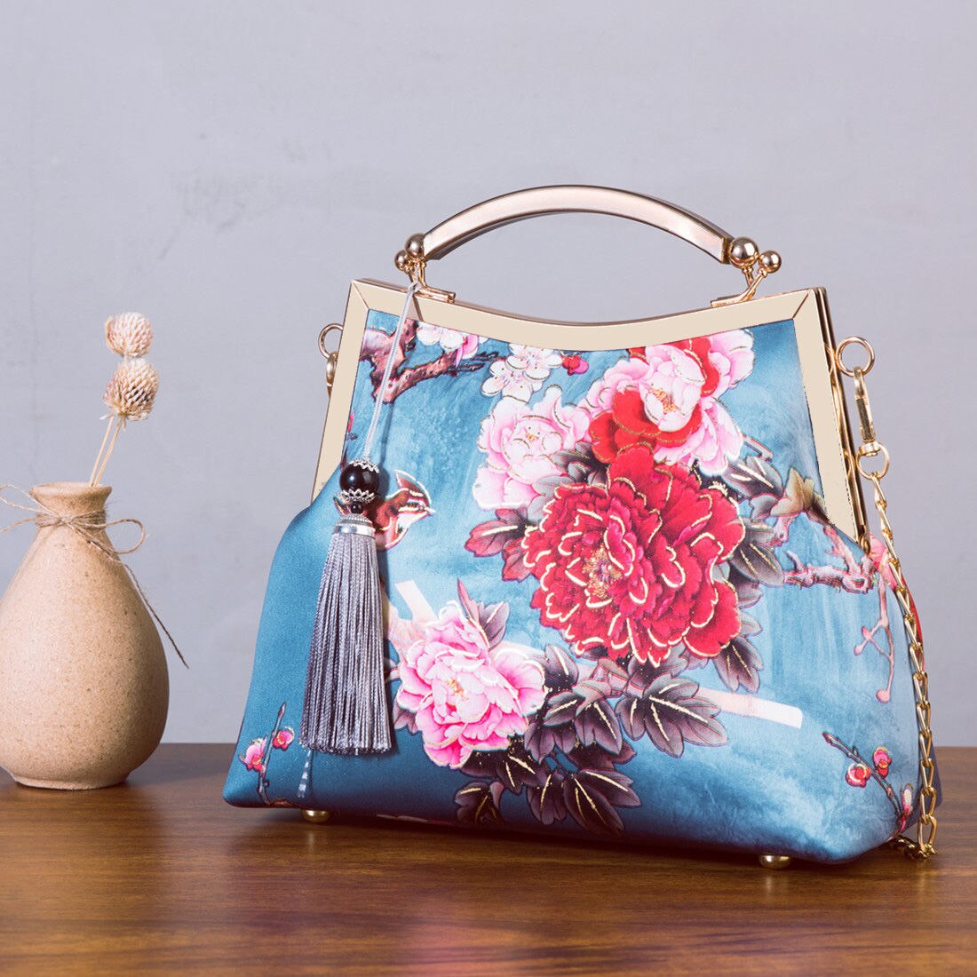 Luxury Handbag Retro Floral Lock Shell Bags Vintag... – Grandado