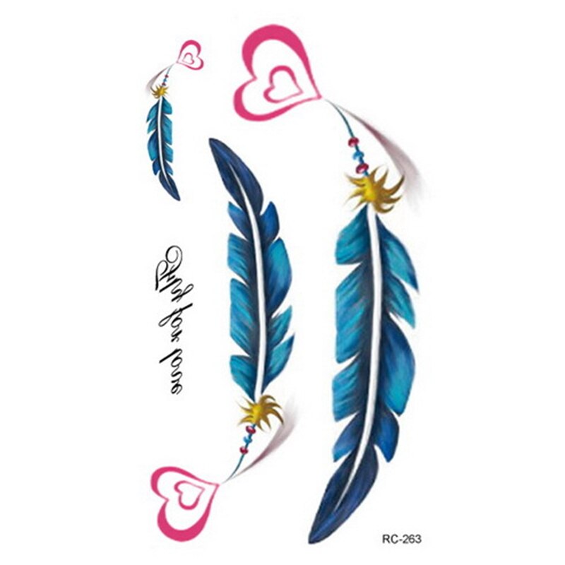 Arm Back Temporary Stickers Blue Feather Rose Flow... – Grandado