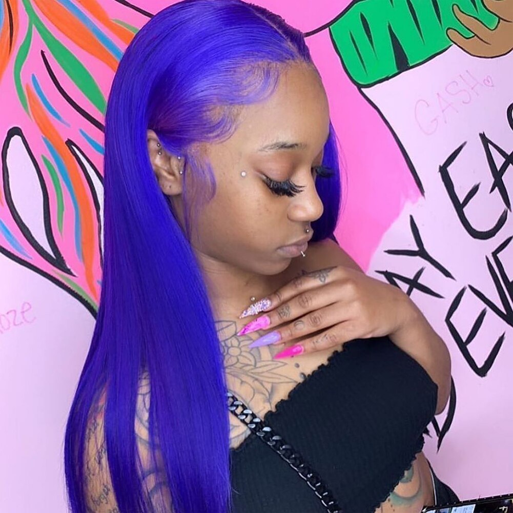 DLME Drag Queen Synthetic Lace Front Purple Wig Lo... – Grandado