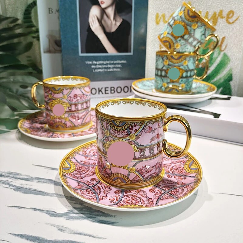Tea Cup Coffee Cup Saucer Couples Mugs Set Drinkwa... – Grandado