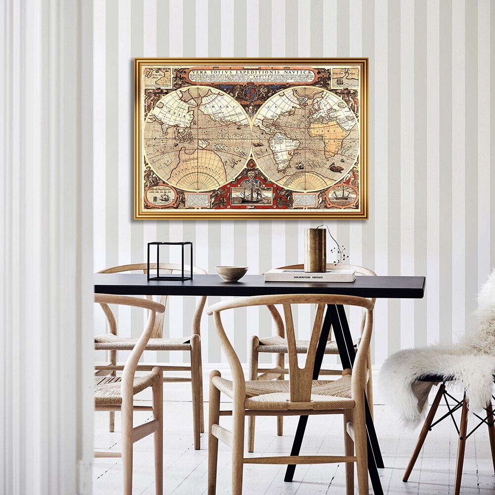 A2 Größe Die Welt Karte Vintage Leinwand Malerei K... – Grandado