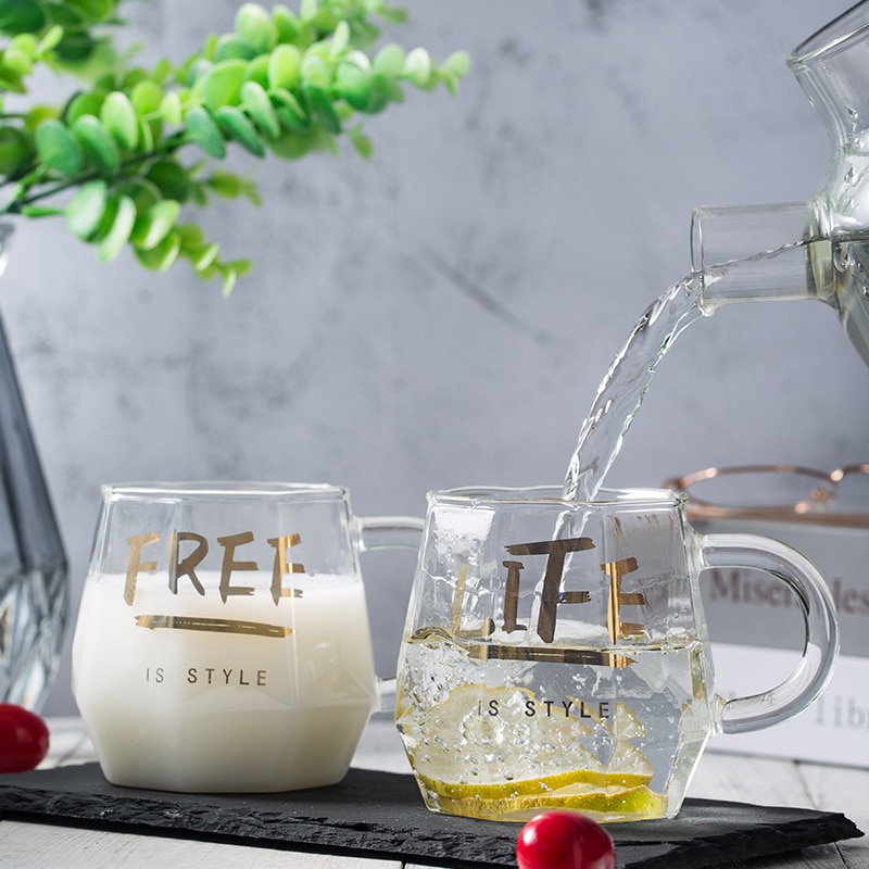 Geometri glas mugg förgyllt brevhandtag kopp kaffe... – Grandado