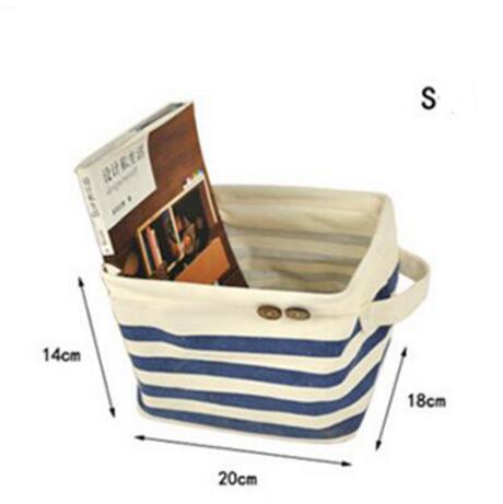 Blå stripe lerret stoff oppbevaringsboks boks låve... – Grandado