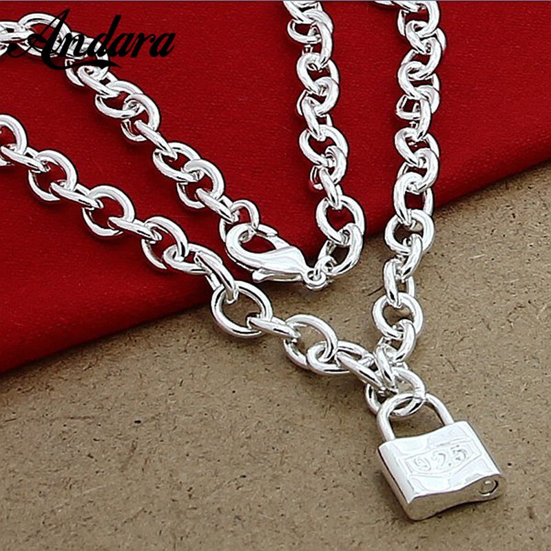 925 Silver The Square Lock Open Pendant Necklaces ... – Grandado