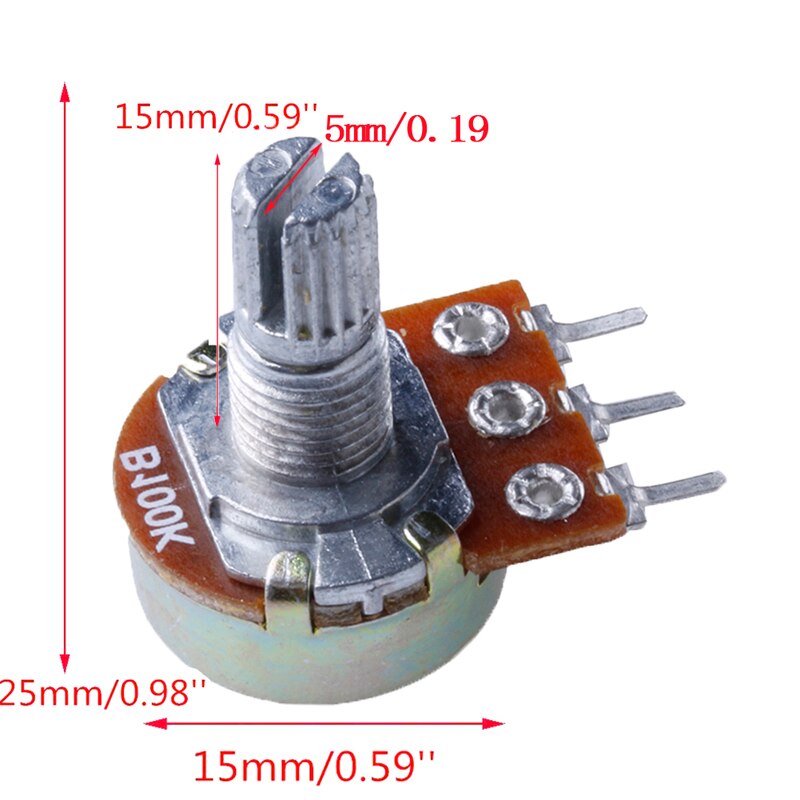 5Pcs 15mm 100K ohm Linear Taper Rotary Potentiomet... – Grandado