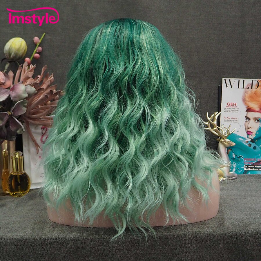 Imstyle Ombre Groene Pruik Synthetische Lace Front... – Vicedeal