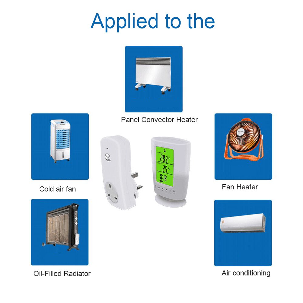 Programmable Wireless Thermostat Socket White Auto Vicedeal