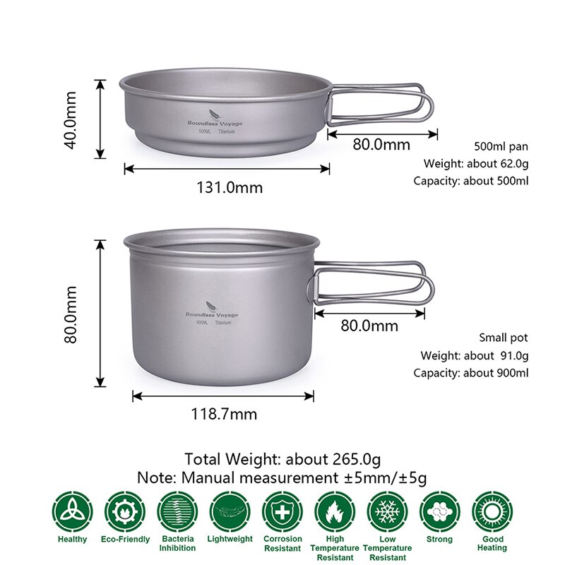 Boundless Voyage Cookware Kit Titanium Pot Pan Set... – Grandado