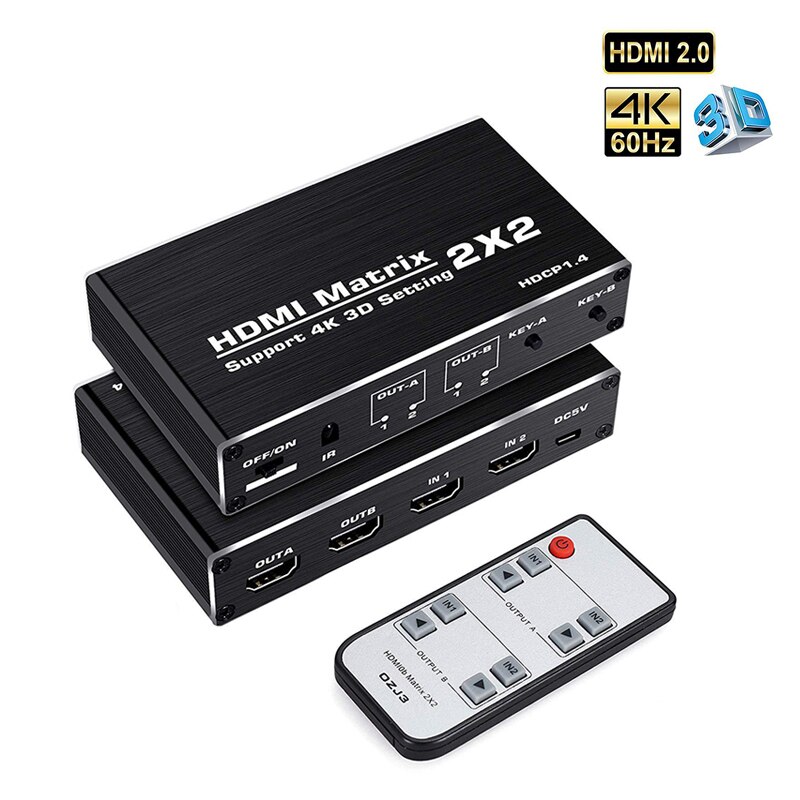 KuWFi HDMI Matrix 2x2 HD Support 4K 3D Setting Spl... – Vicedeal