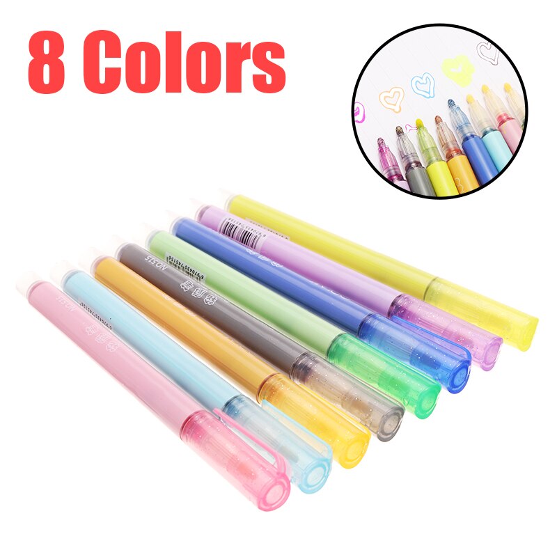 8 Colors Double Line Outline Pen Marker Brush Pen ... – Grandado
