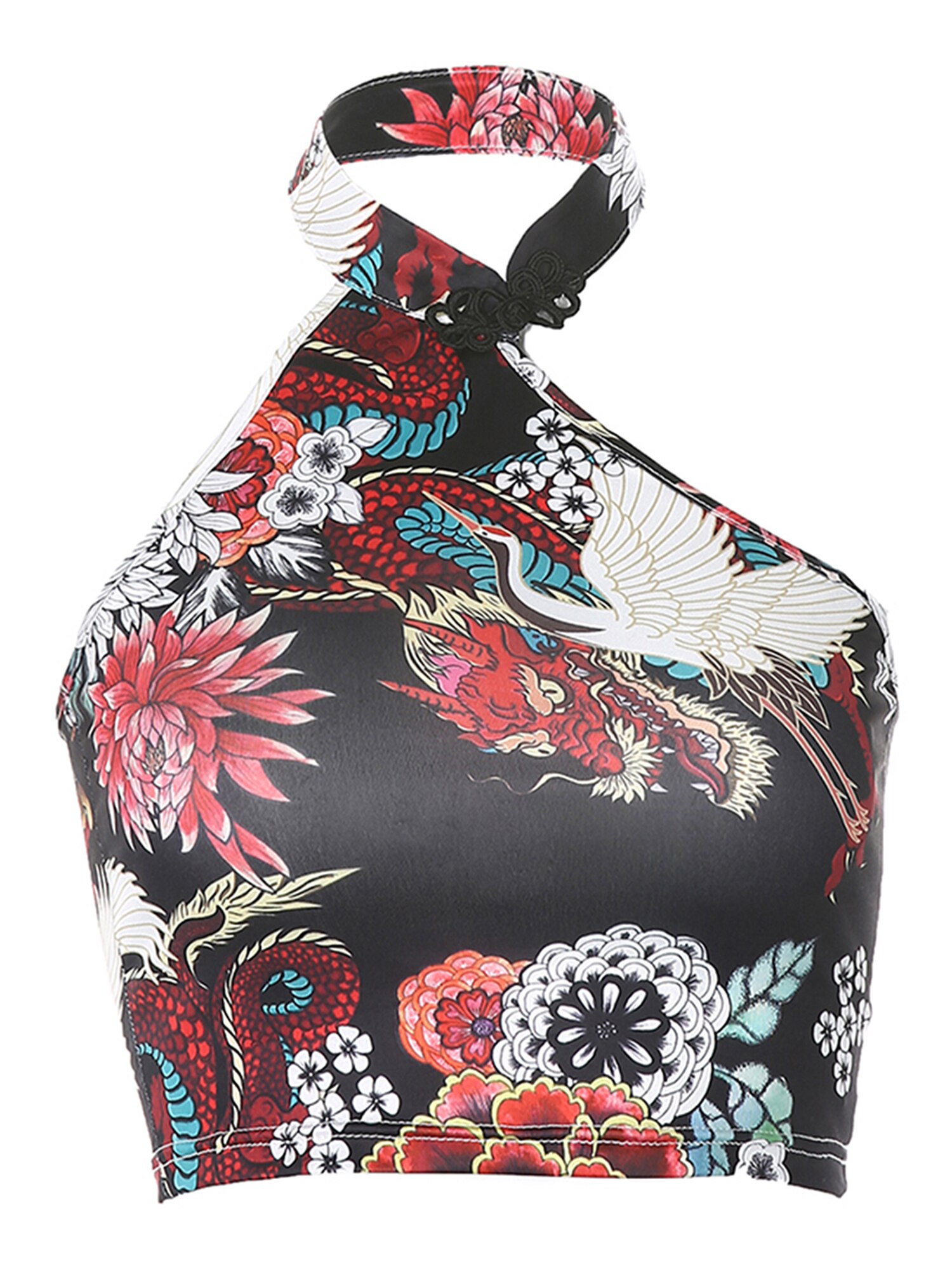 Ladies Chinese Style Tops Dragon Floral Tee Tops B... – Vicedeal