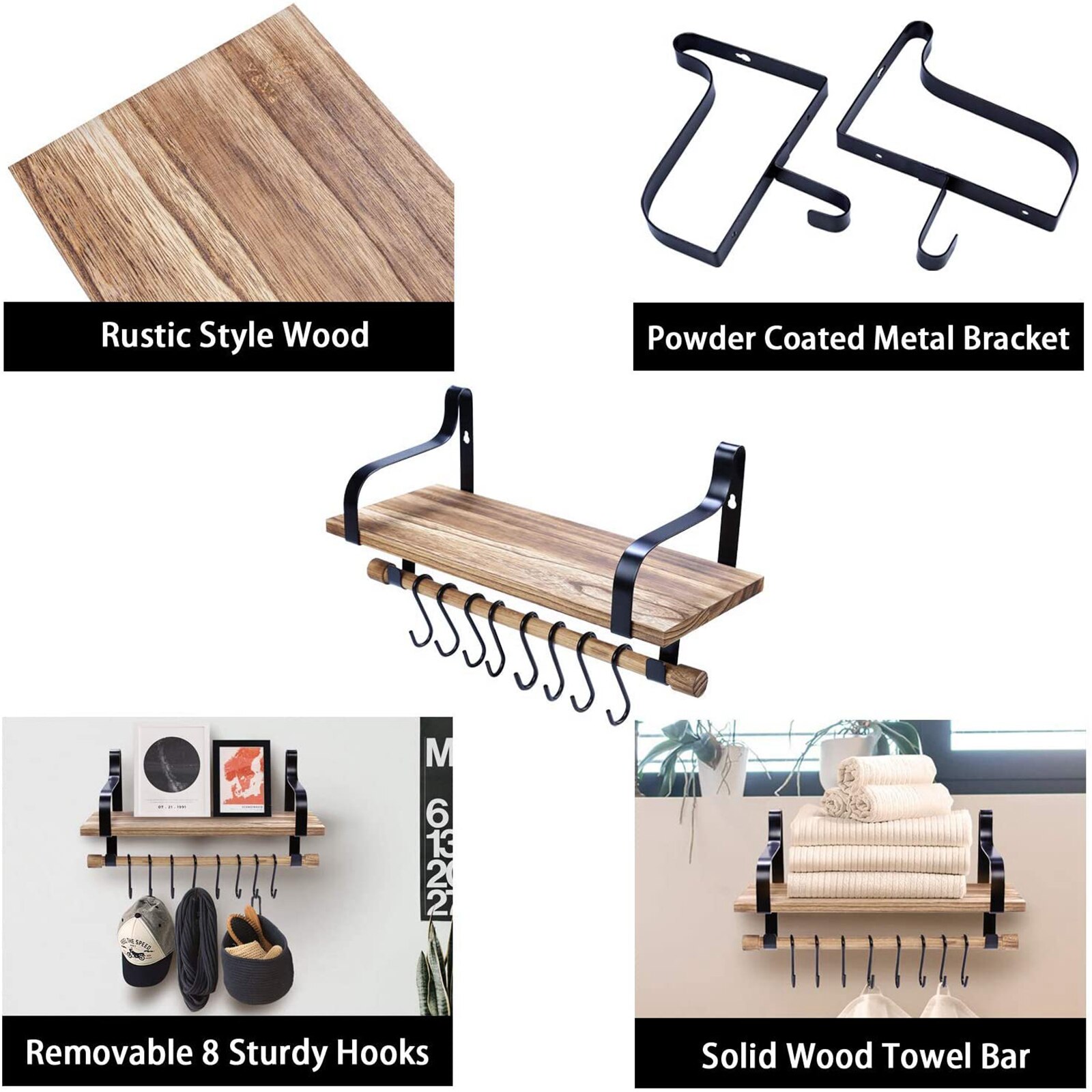 Rustic Wall Floating Wood Shelves Kitchen Organize... – Grandado