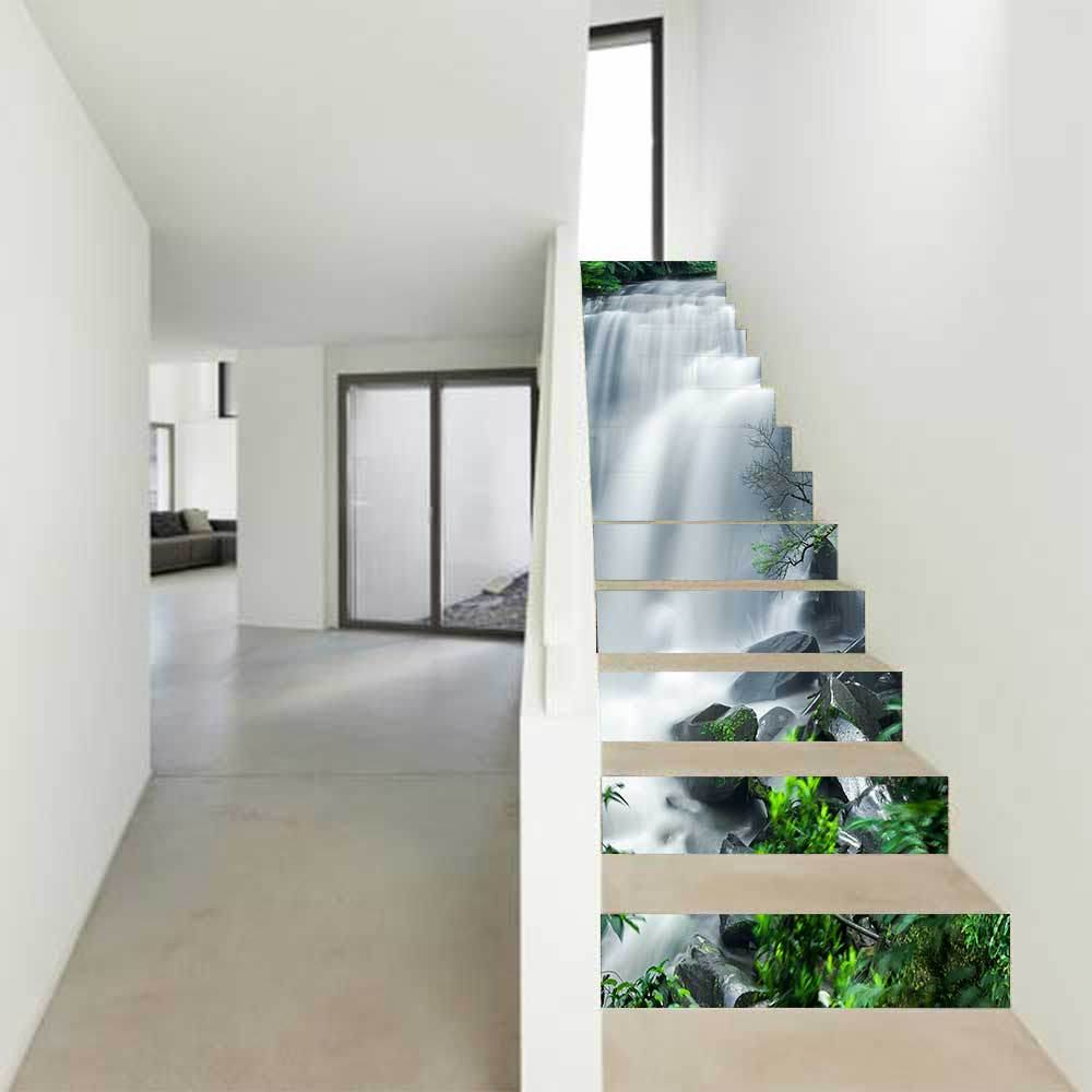 13Pcs/Set Green Alpine Waterfall Stair Stickers De... – Grandado