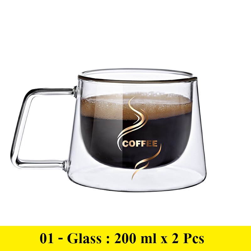 Set of 2 office home double layer coffee glass lea... – Grandado