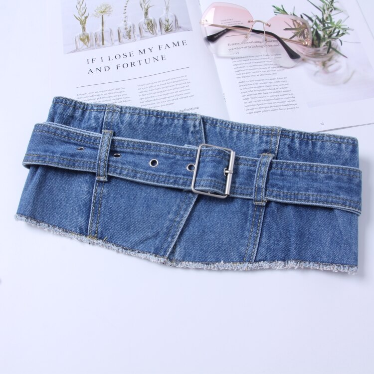 Demin Stof Breed Slanke Corset Riem Vrouwen Vintag... – Vicedeal