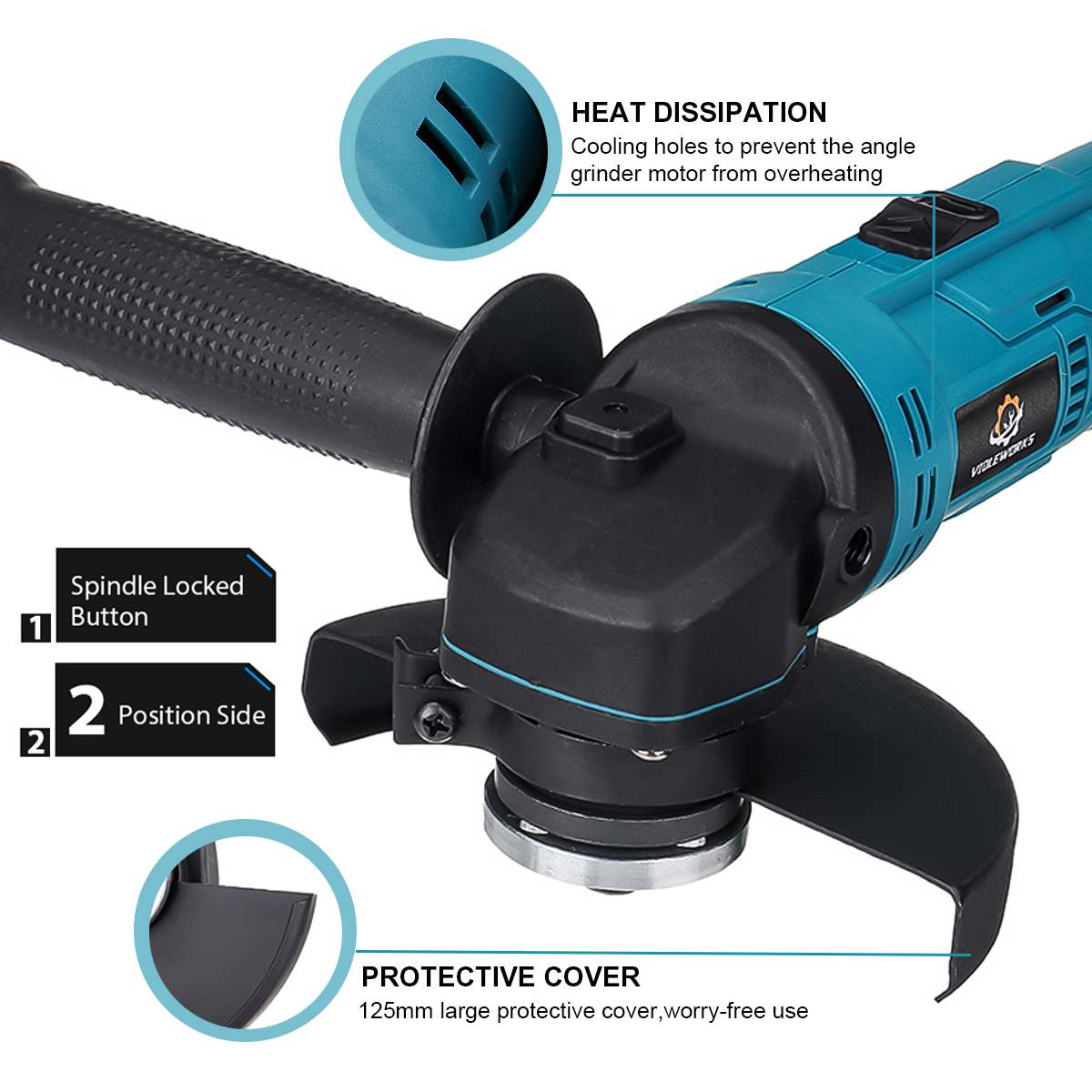 Violeworks 125Mm Draadloze Impact Haakse Slijper 1... – LovingPrices