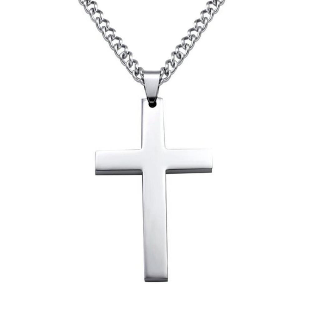 Christian Titanium Staal Mannen Kruis Nacklace Enk... – Vicedeal