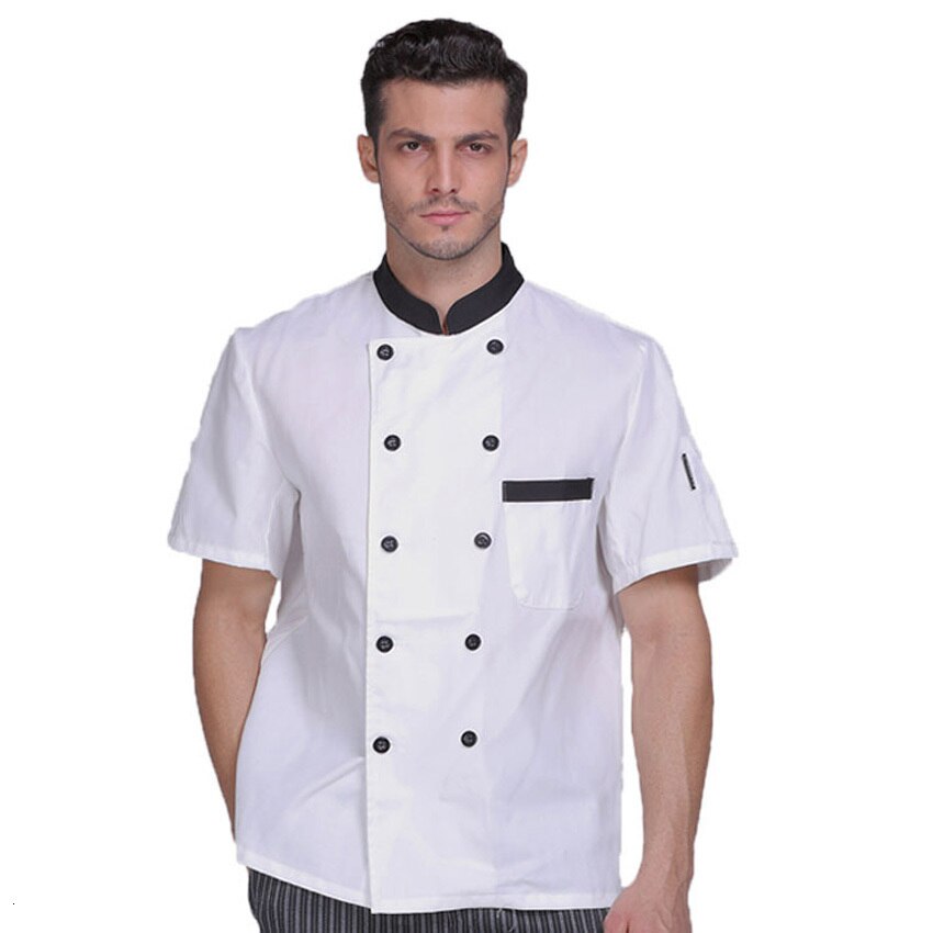 Summer Men Shirt Food Service Chef Uniform Short S... – Grandado