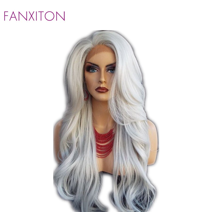FANXITON White Wavy Lace Front Synthetic Wigs For ... – Grandado