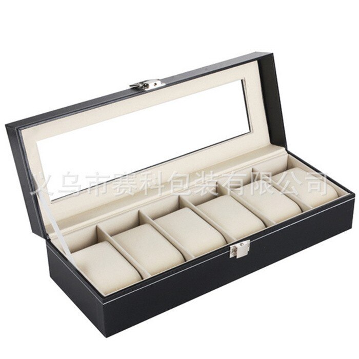 Ordinary 6 Slots Watch Storage Boxes Case Black PU... – Grandado