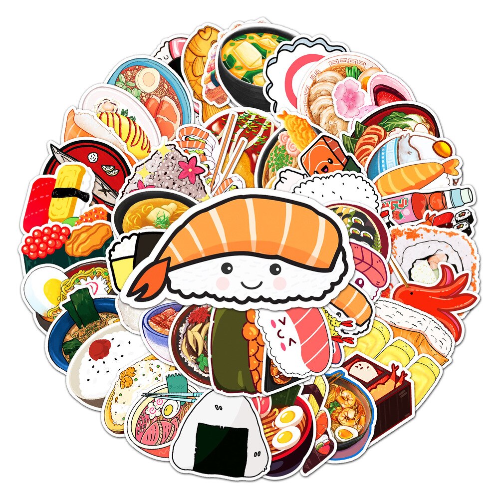 10/50pcs Delicious Food Stickers Cartoon Japanese ... – Grandado