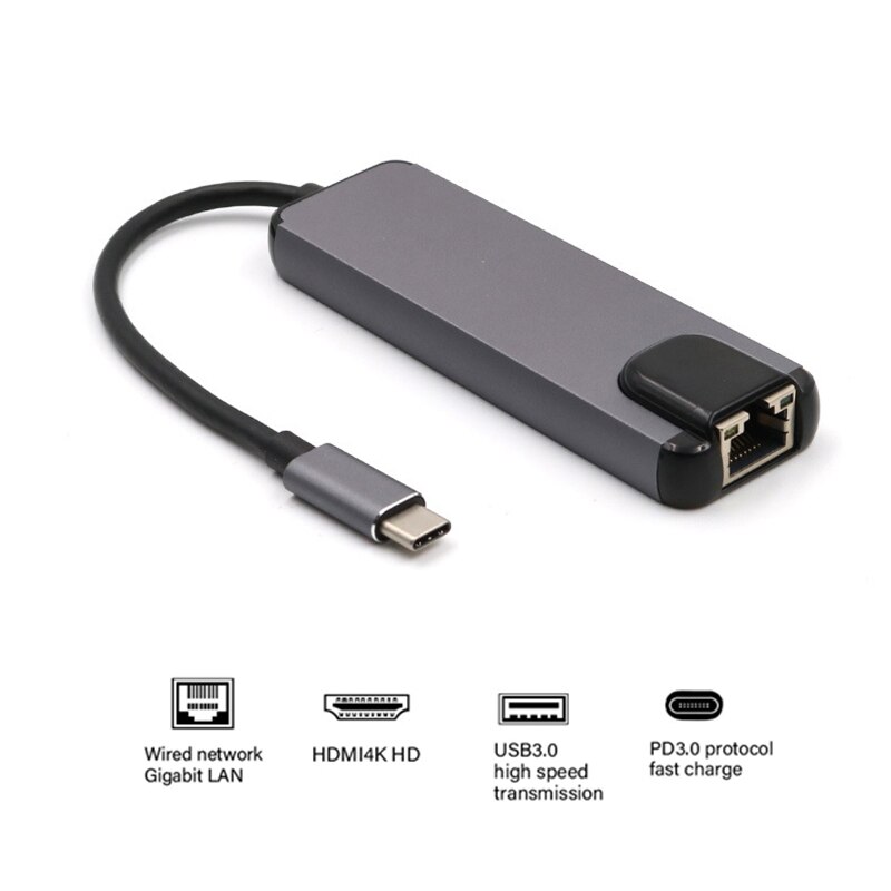 USBC zu Rj45 HDMI USB 3.1 Typ C Charing Port 5 In ... – Grandado