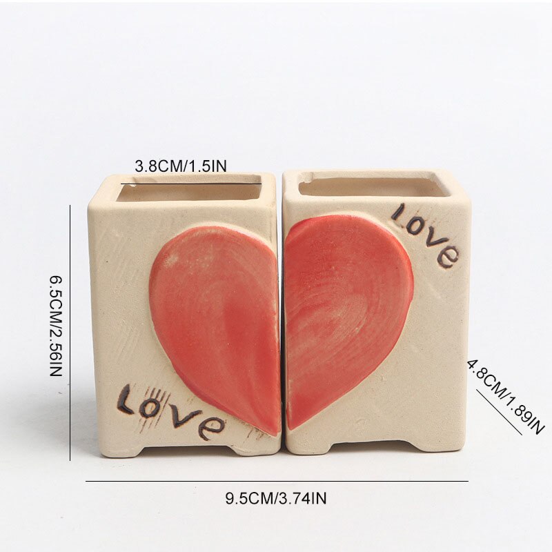 Cute Cartoon Ceramics Love Heart Shape Flowerpot H... – Grandado