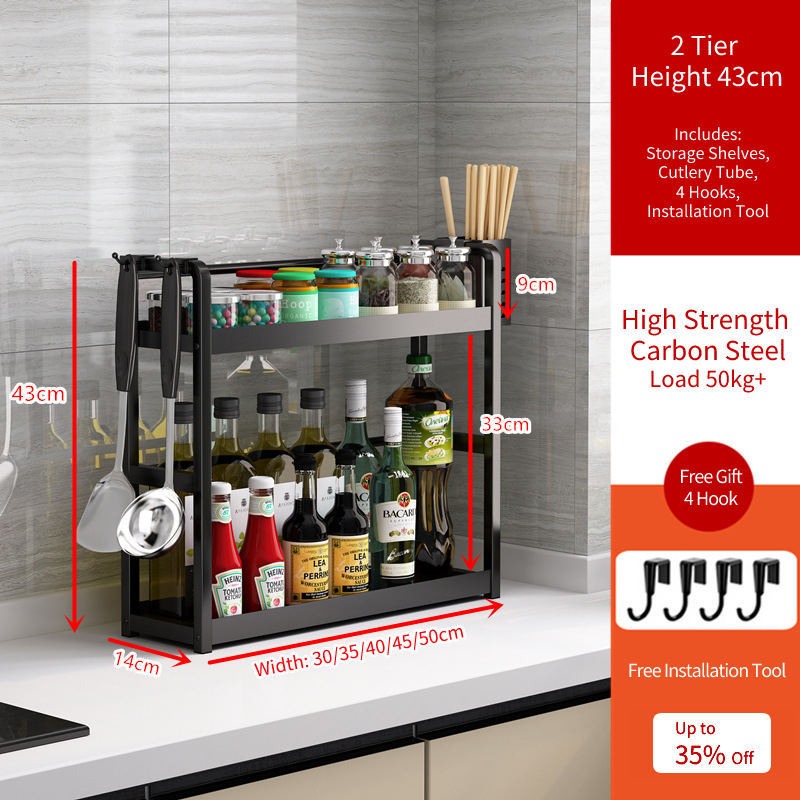 Kitchen Storage Shelves Metal Storage Spice Rack O... – Vicedeal