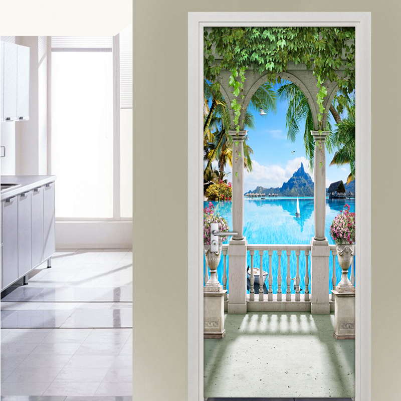 Balcony Landscape 3D Photo Mural Wallpaper For Liv... – Grandado