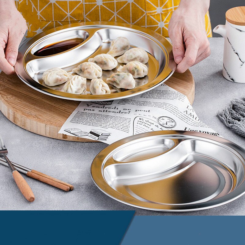Grid Division Stainless Steel Divided Dinner Plate... – Grandado