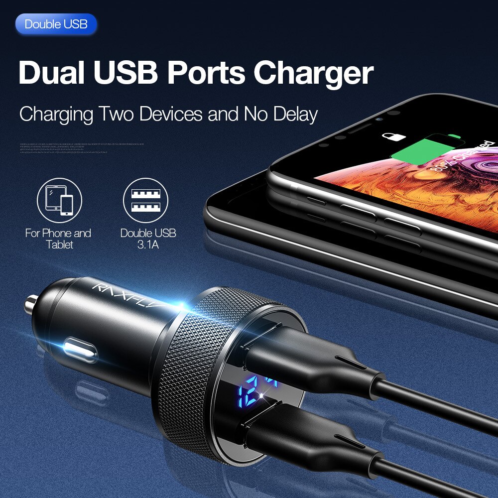 All aluminum alloy digital display car charger dua... – Vicedeal