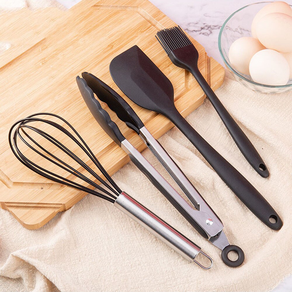 Black Silicone Cooking Utensils Set Non-Stick Pan ... – Vicedeal