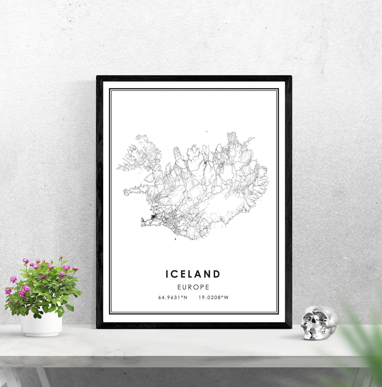 Iceland country map print poster canvas | Iceland ... – Vicedeal