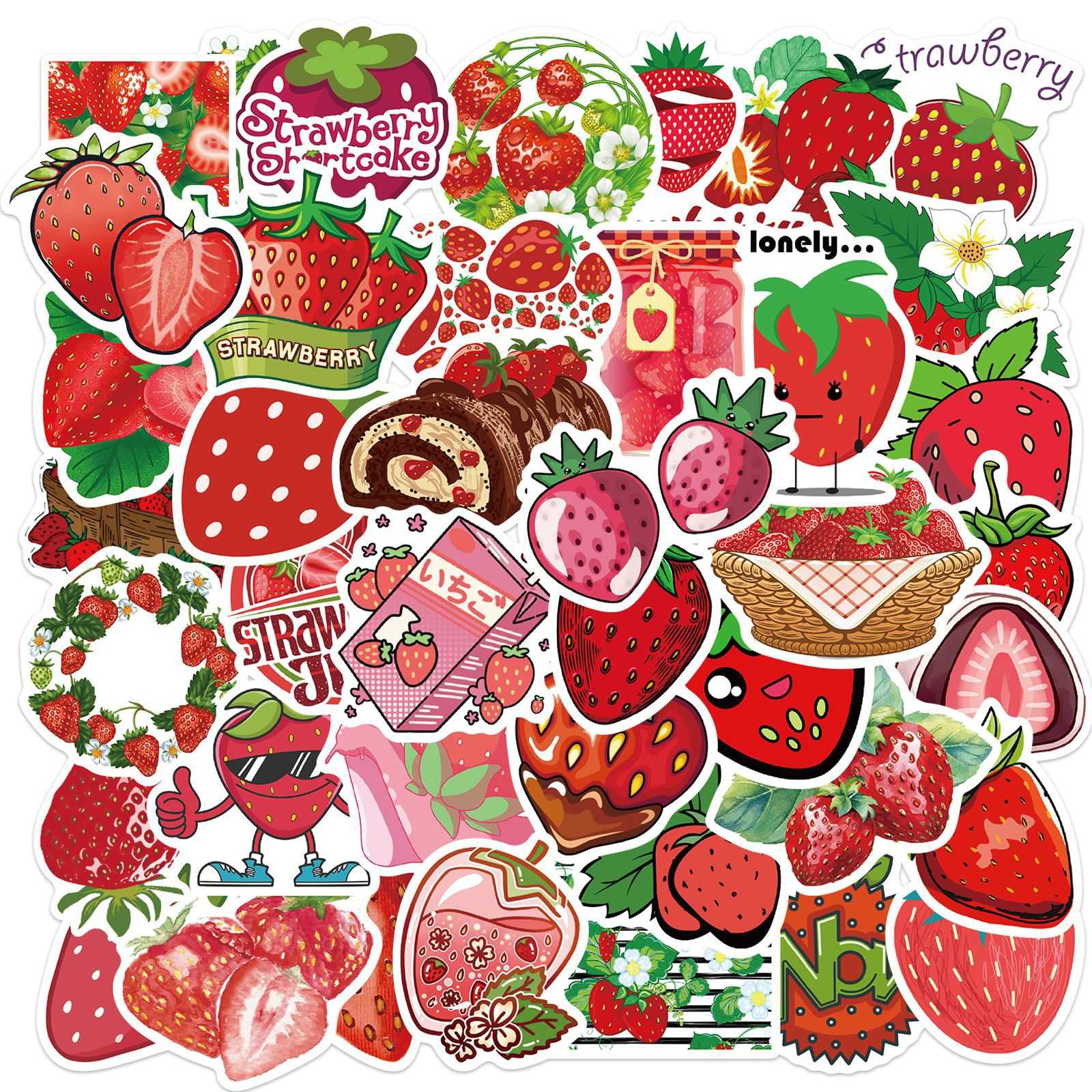 50pcs/set Strawberry Theme Sticker Waterproof for ... – Vicedeal