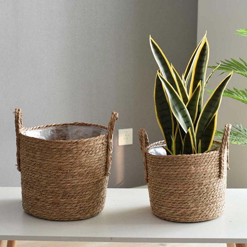 Nordic Extra Large Straw Flower Pot Rattan Storage... – Grandado