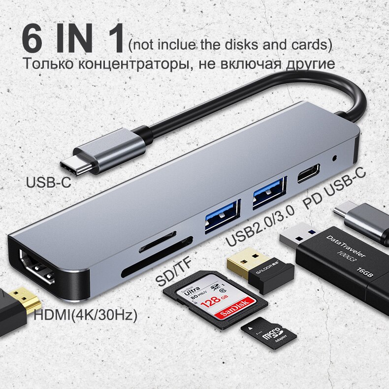 Hub USB multifuncional 5 en 1, puerto USB tipo C p... – Grandado