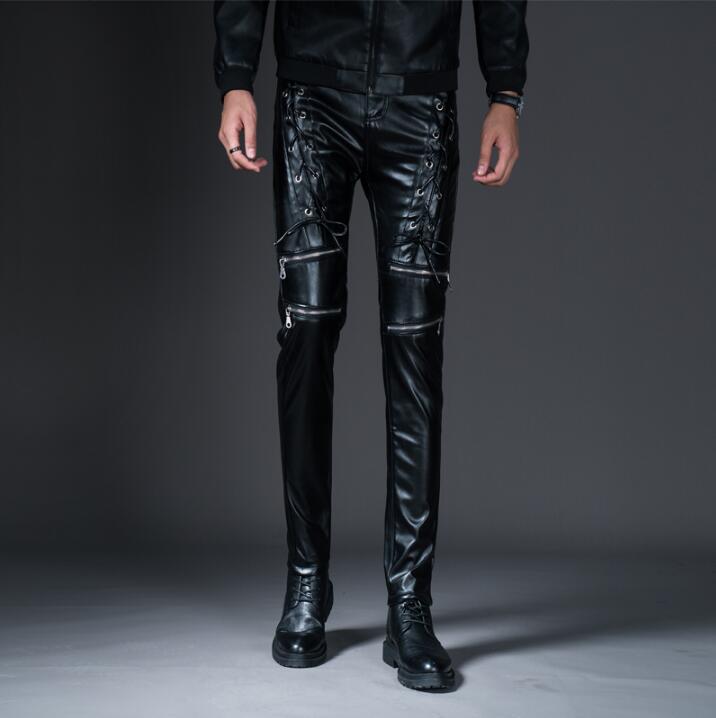 Männer Herbst Winter Leder Boot-Hose Seil Zipper C... – Vicedeal
