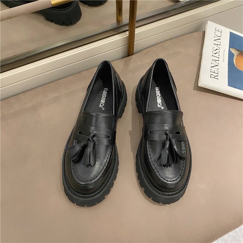 Chunky Hak Platform Loafers Vrouwen Britse Stijl K... – Grandado