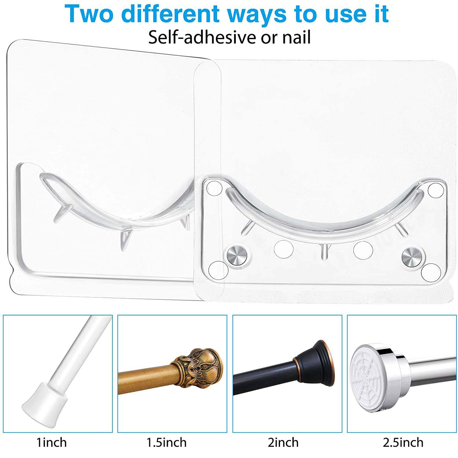 A Pair Of Shower Curtain Rod Brackets Paste Wall-m... – Grandado