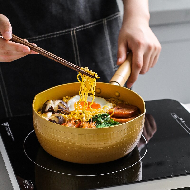 Golden non stick frying pan and pot set breakfast ... – Grandado