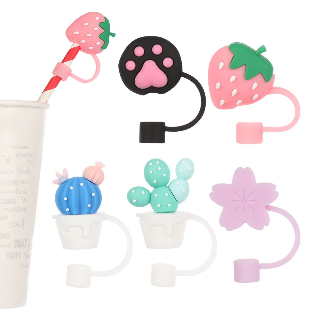 1PC Silicone Straw Plug Cartoon Plugs Tips Cover R... – Grandado