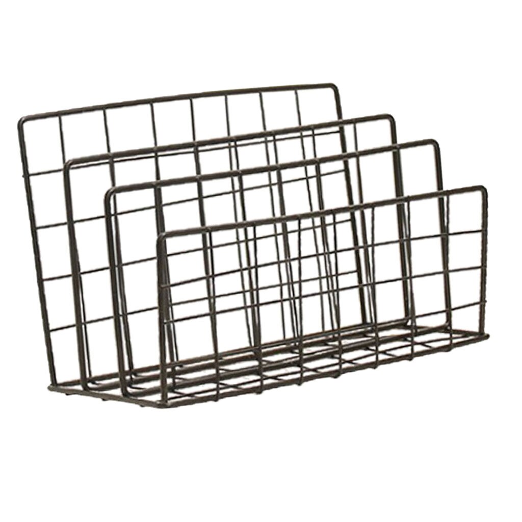 3-Slot Iron Bookshelf Desktop Bookshelves Newspape... – Vicedeal